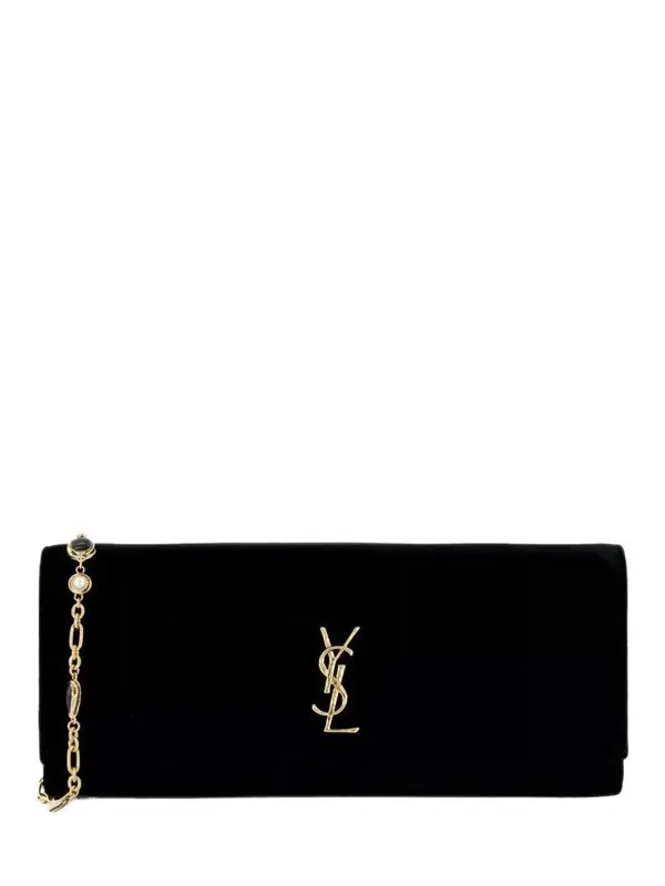 Saint Laurent Kate Velvet Clutch Bag - Black