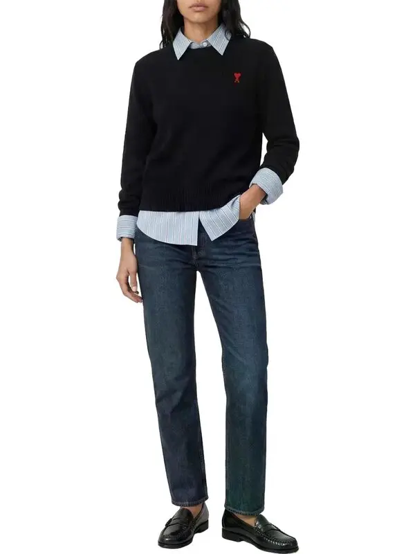AMI Paris De Coeur Crew Neck Sweater - Black