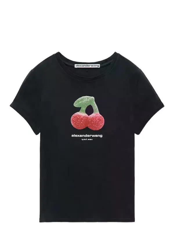 Alexander Wang Cherry Graphic Fitted T-shirt - Black