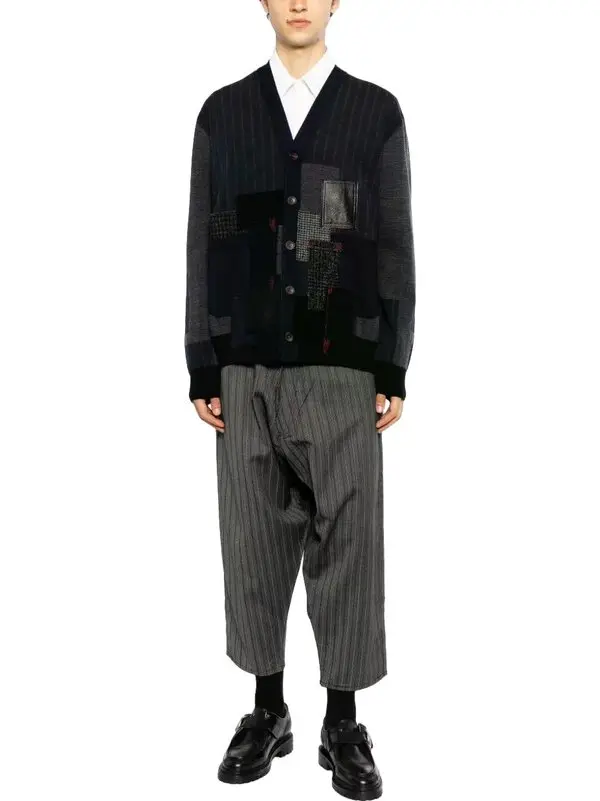 Junya Watanabe Jacquard Patchwork Cardigan - Blue