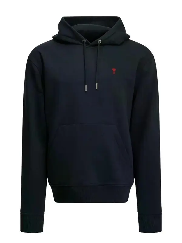 AMI Paris Blue Cotton Hoodie - Black