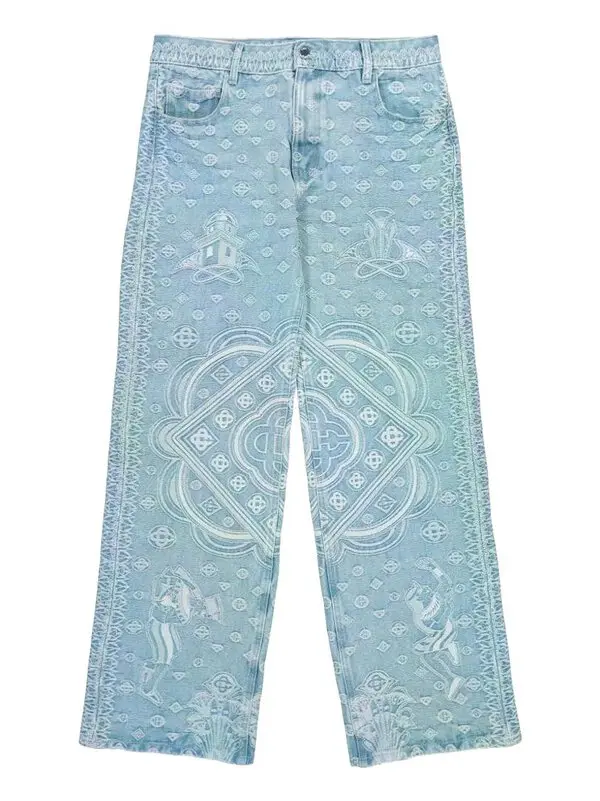 Casablanca Carpet Jacquard Baggy Jeans - Blue