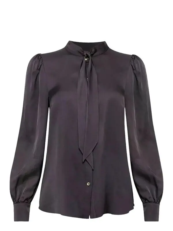 NISSA Bow Detail Satin Shirt - Grey