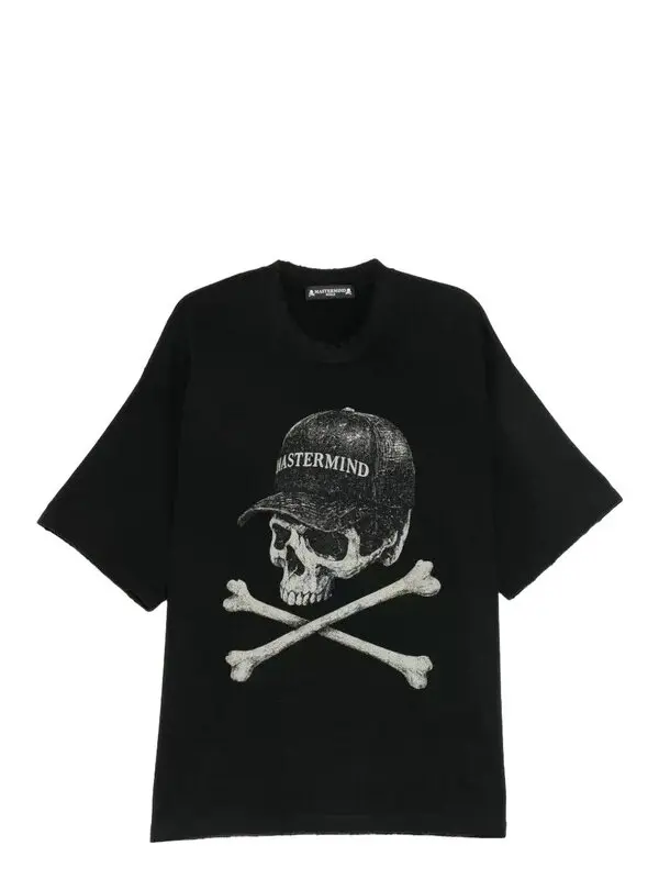 MASTERMIND WORLD Distressed-effect Logo-print T-shirt - Black