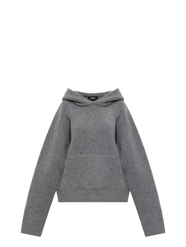 Dsquared2 Logo Embroidered Knit Hoodie - Grey