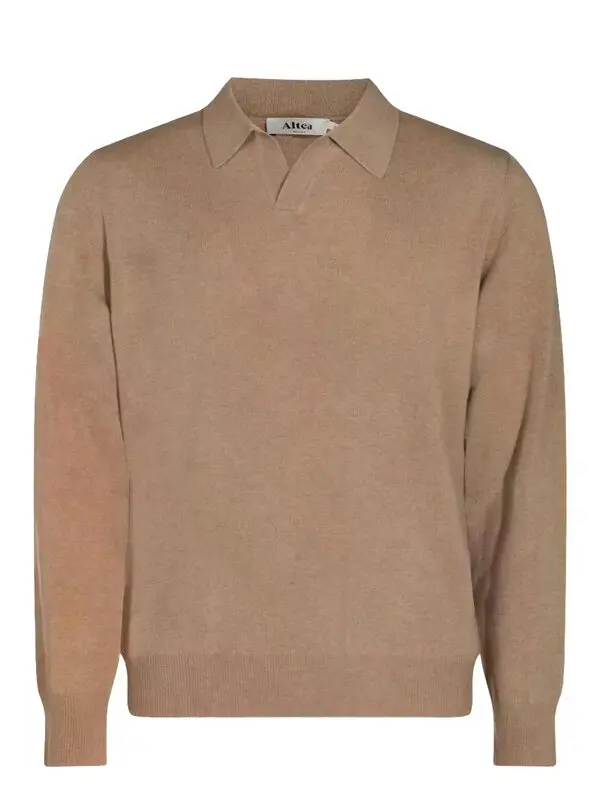 Altea Virgin Wool Fine Knit Polo Sweater - Neutrals
