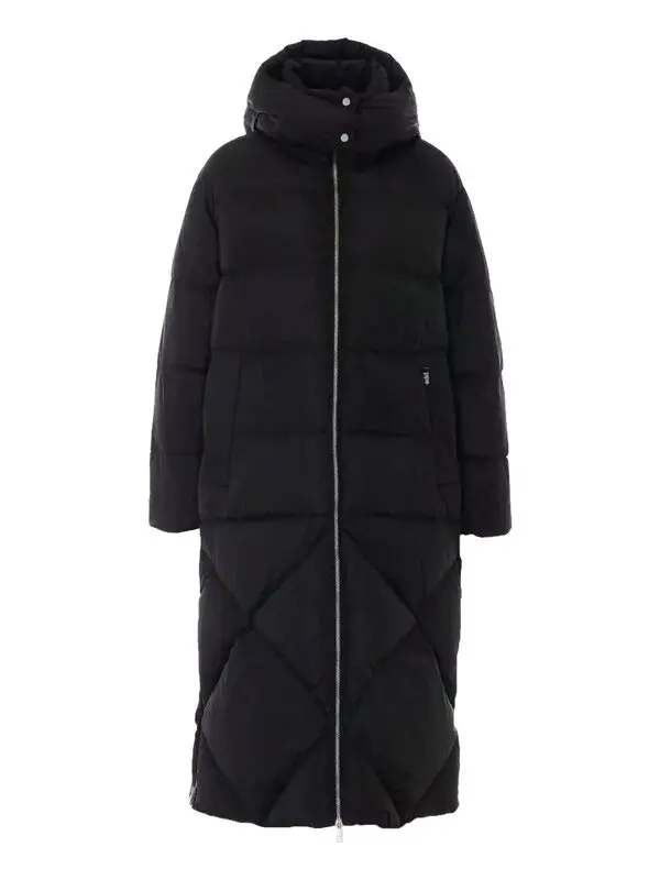Add Quilted Hooded Coat - Black