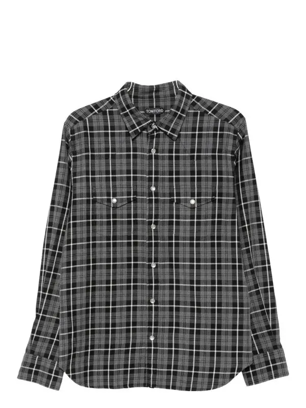 TOM FORD Check-pattern Button-down Shirt - Grey