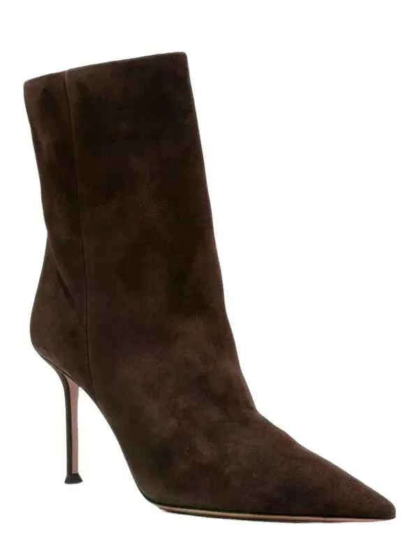 AQUAZZURA Pointed-toe Suede Stiletto Heel Boots - Brown