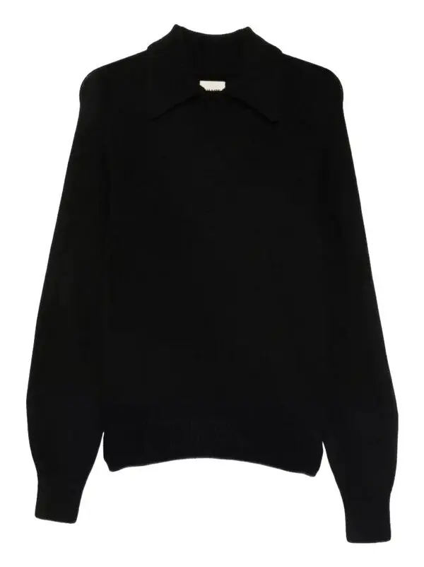 Khaite Overlapping-collar Saddle-shoulder Sweater - Black