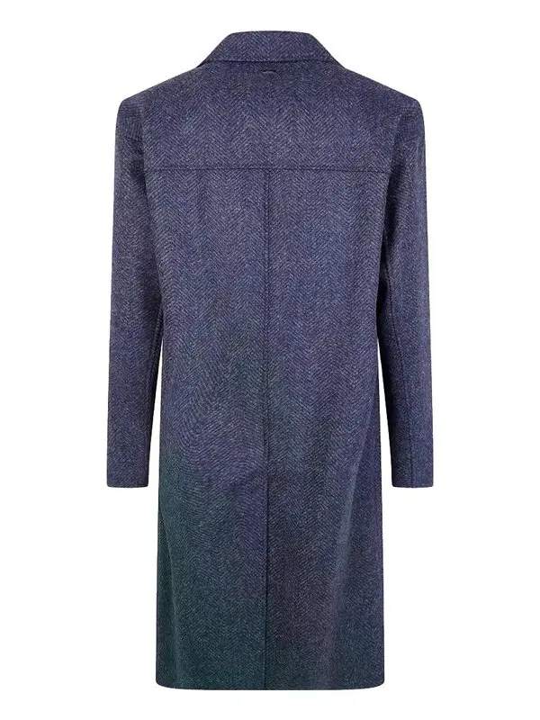 Herno Herringbone Single-breasted Coat - Blue