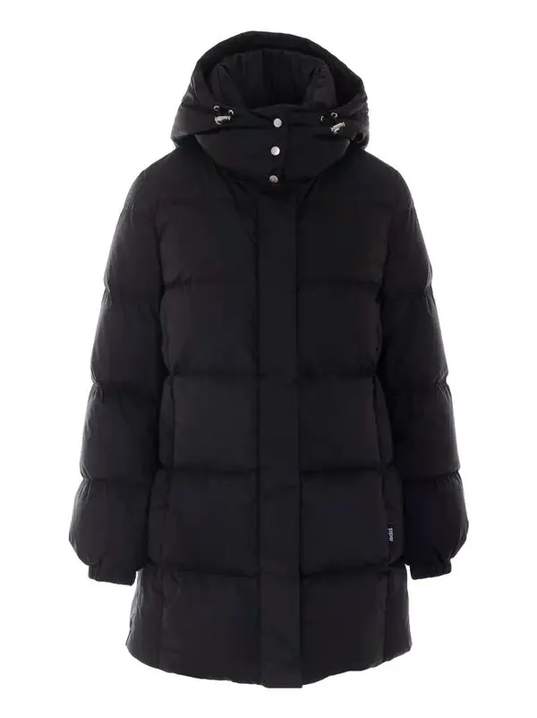 Add Quilted Hooded Coat - Black