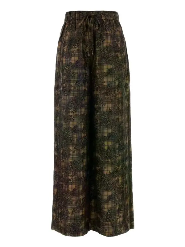 GANNI Printed Twill Wide-leg Trousers - Brown