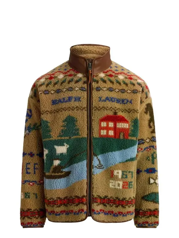 Polo Ralph Lauren Graphic-intarsia Fleece Sweatshirt - Neutrals