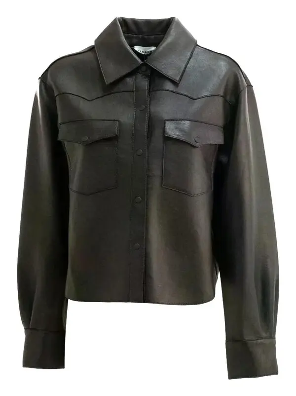 P.a.r.o.s.h Leather Western Yoke Shirt - Brown