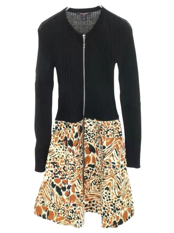 LOUIS VUITTON Animal Print Panelled Dress - Black