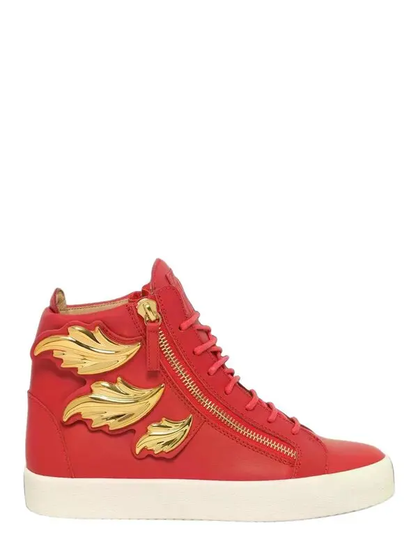 GIUSEPPE ZANOTTI Fiamma Leaf Embellished Sneakers - Red