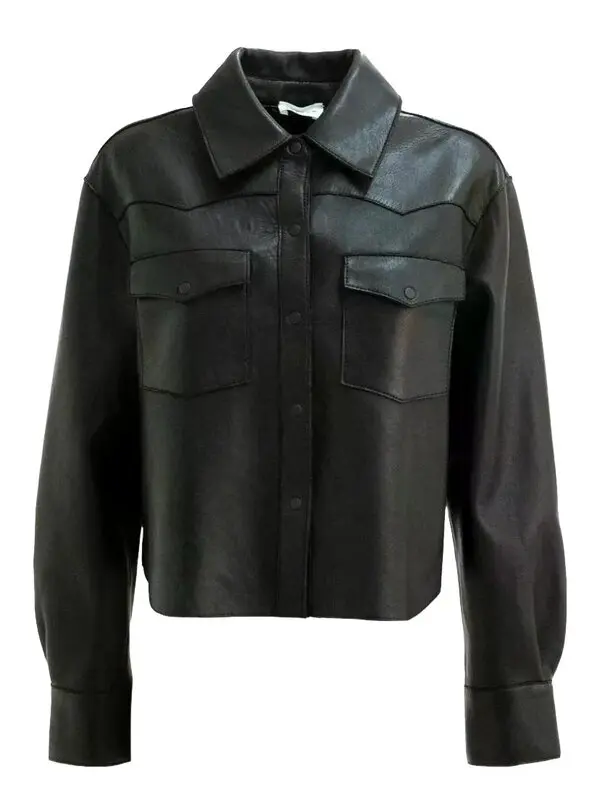 P.a.r.o.s.h Western Yoke Leather Jacket - Black