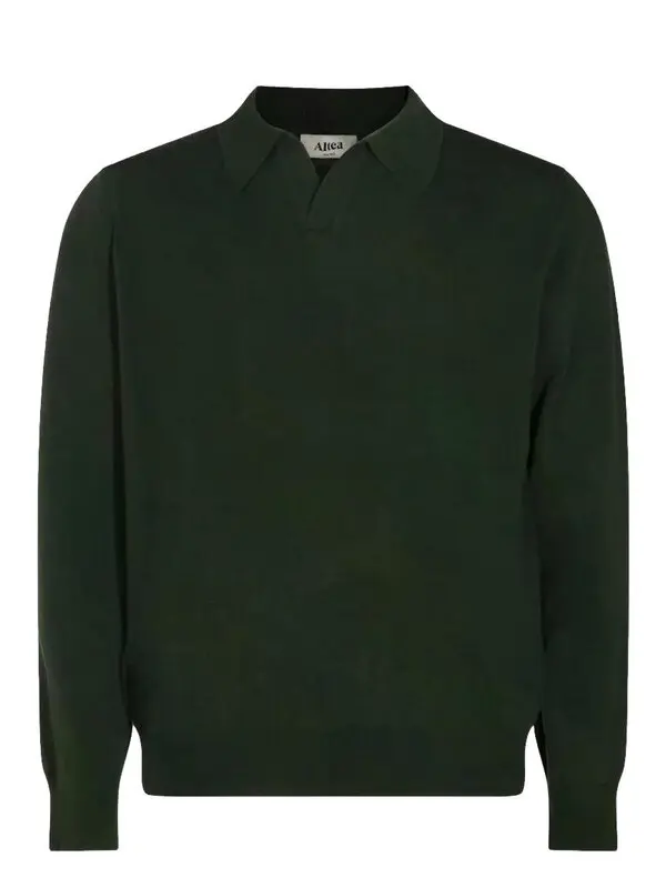 Altea Fine Knit Polo Collar Sweater - Green