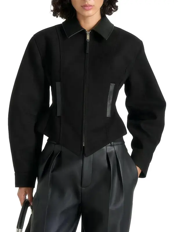 Manière De Voir Hourglass Gabardine Jacket - Black