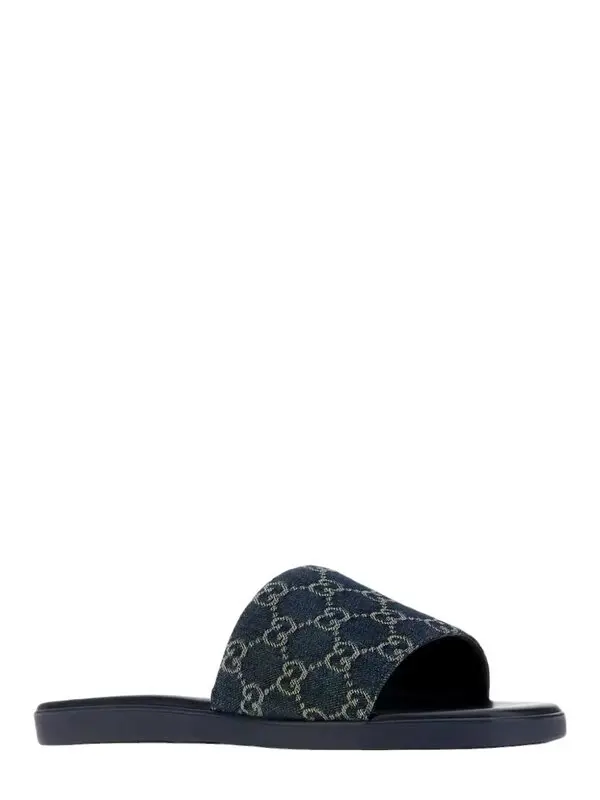 Gucci Gg Denim Slide Sandals - Blue
