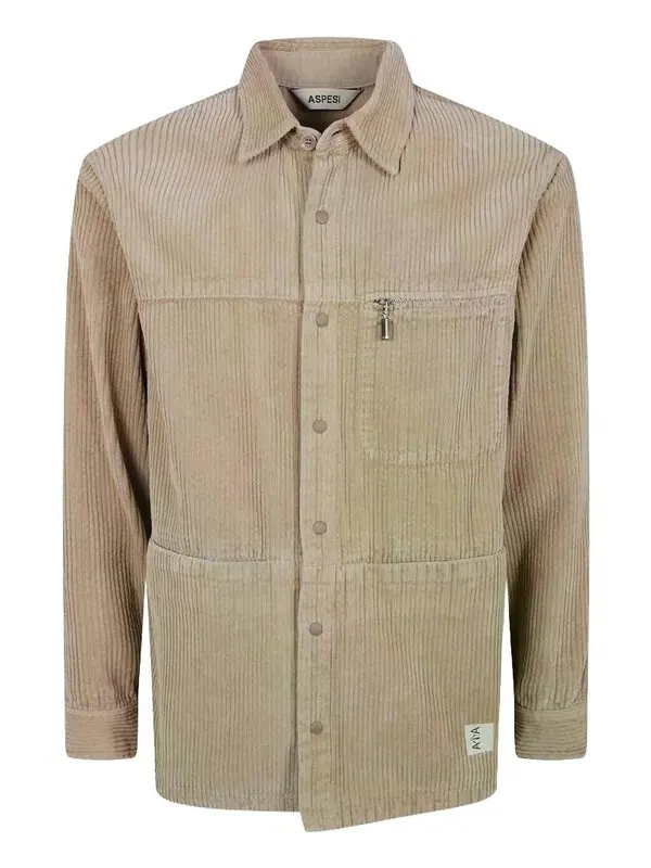 Aspesi Corduroy Zip-pocket Shirt - Neutrals