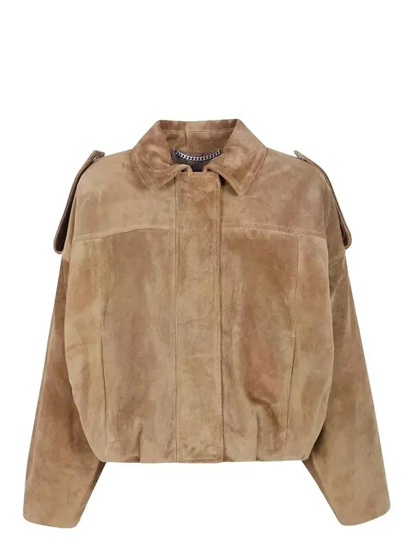 EMMETI Adele Suede Epaulette Jacket - Neutrals