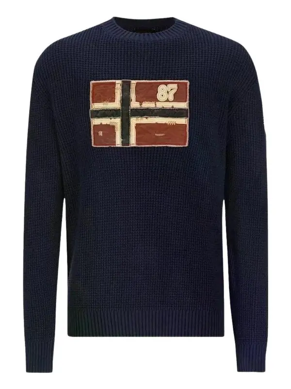 NAPAPIJRI Archive Knitted Jumper With Graphic Patch - Blue
