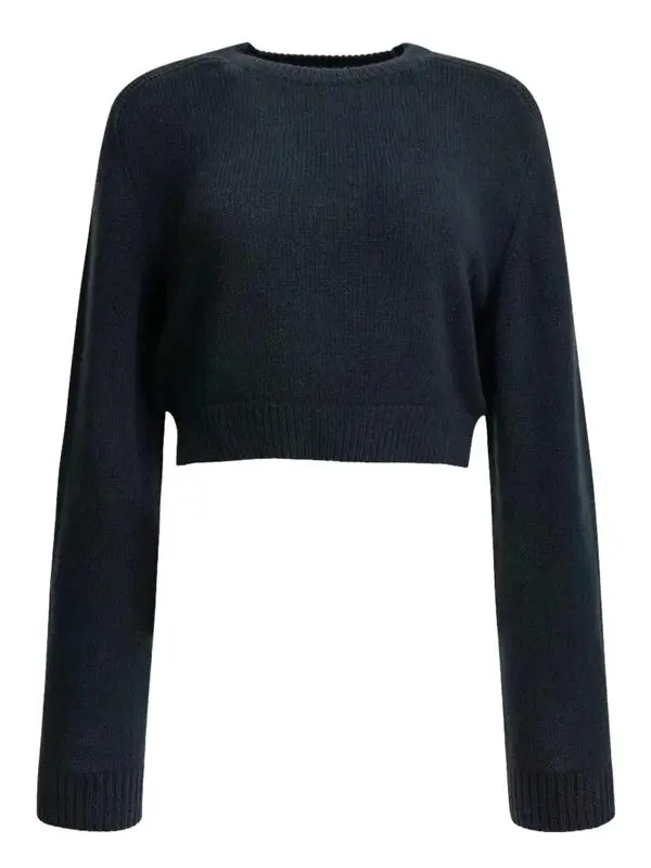 Khaite Masie Cropped Ribbed-knit Sweater - Blue