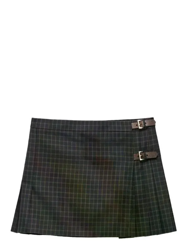 Prada Checked Wool Mini Skirt - Grey