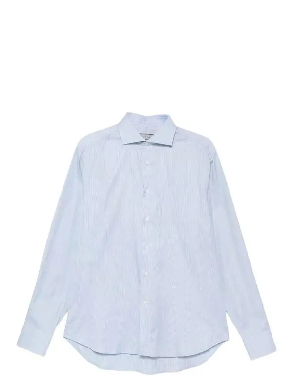 Canali Micro-check Long-sleeve Shirt - Blue