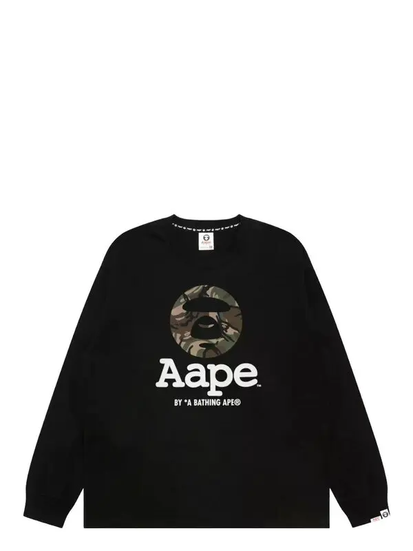 AAPE BY *A BATHING APE Aapeunvs Moonface Camouflage-print Long-sleeve T-shirt - Black