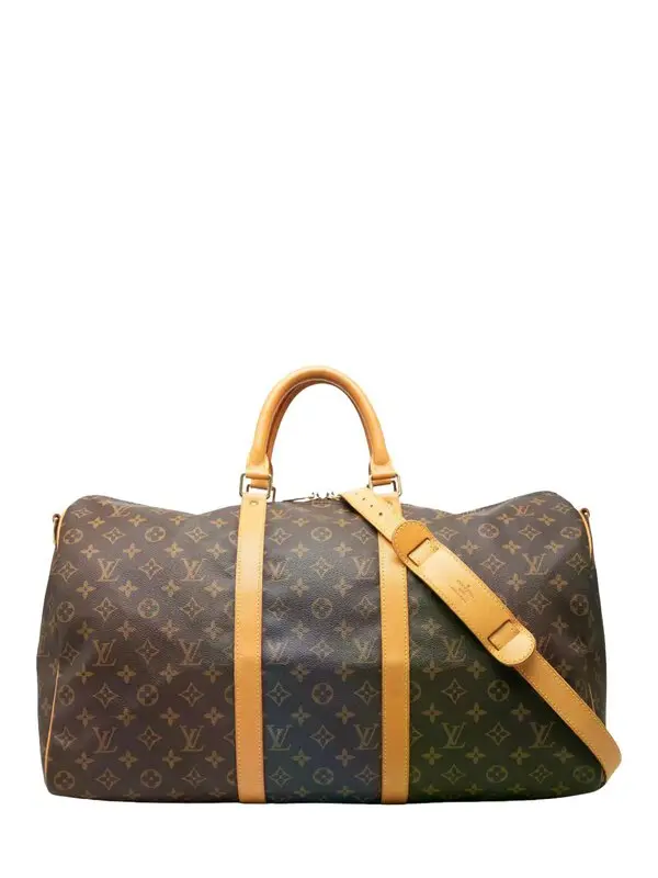 LOUIS VUITTON Monogram Keepall Bandouliere 50 Travel Bag - Brown