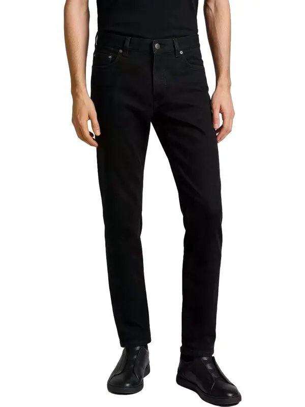 Zegna Logo Patch Jeans - Black