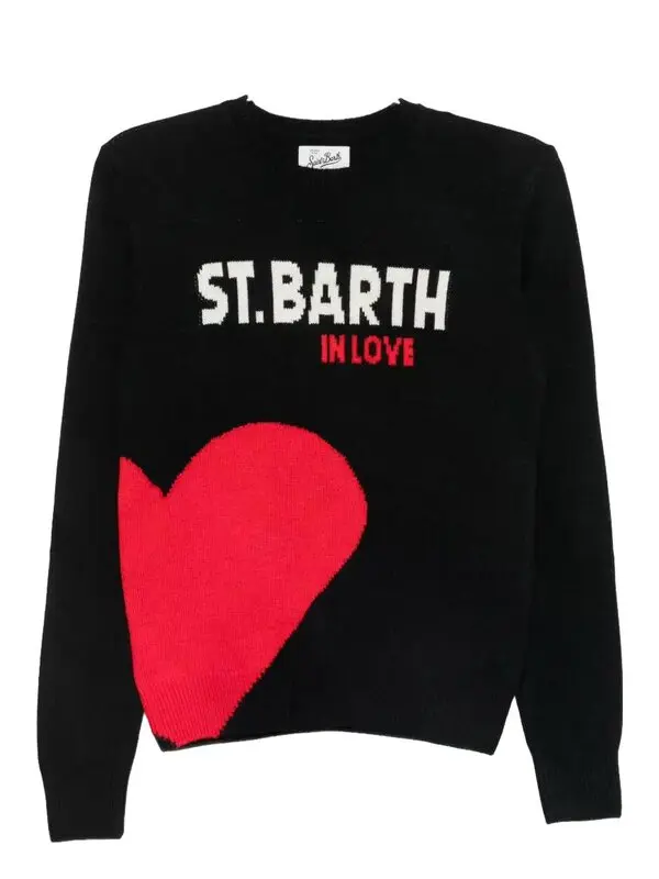 MC2 SAINT BARTH Heart Intarsia Knit Sweater - Black