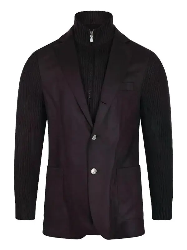 Eleventy Rib-knit Layered Jacket - Brown