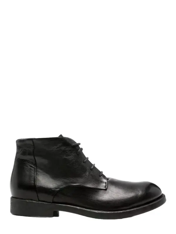 LEQARANT Lace-up Leather Ankle Boots - Black