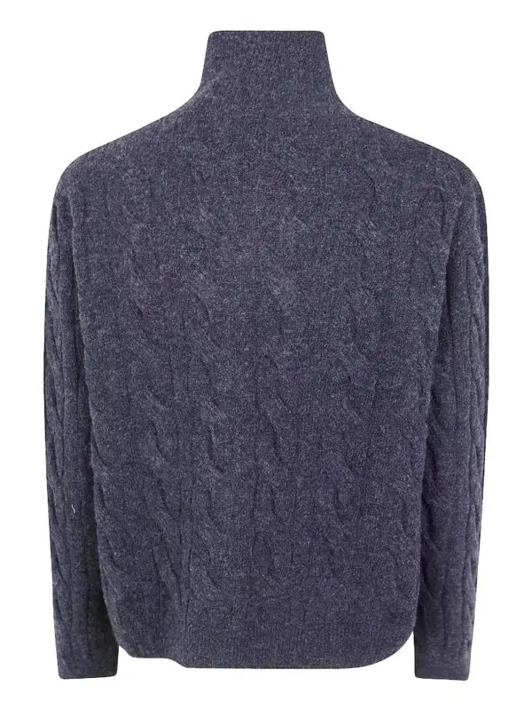 JCSOPHIE Cable-knit High-neck Cardigan - Grey