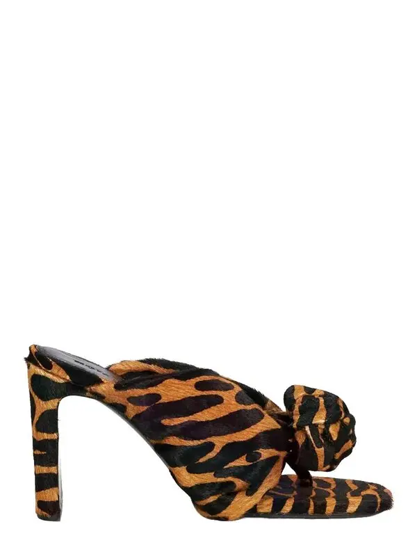 ROTATE BY BIRGER CHRISTENSEN Tiger-print Knotted Mules - Brown