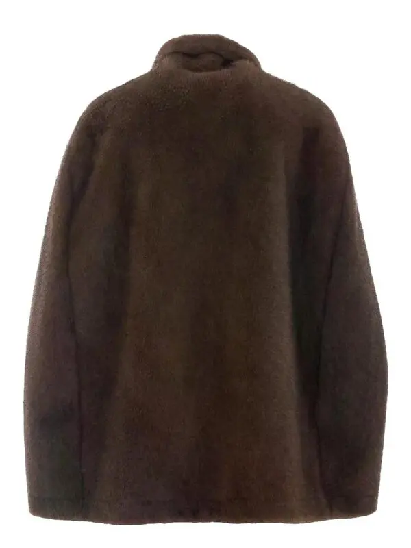 VALENTINI 1972 Faux Fur Scarf Detail Jacket - Brown