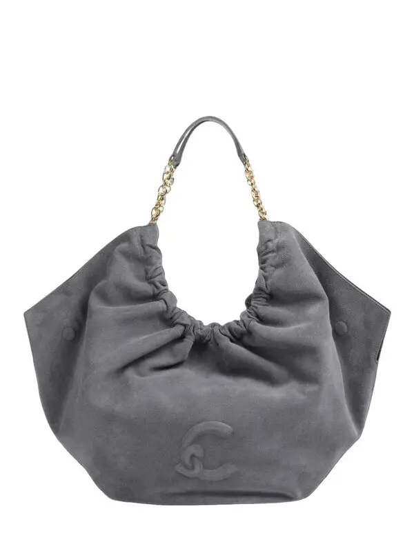 COCCINELLE Smash Ruched Suede Tote Bag - Grey
