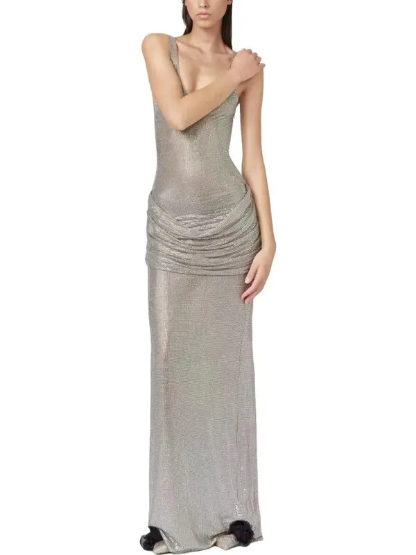 Giuseppe Di Morabito Embellished Draped Maxi Dress - Silver