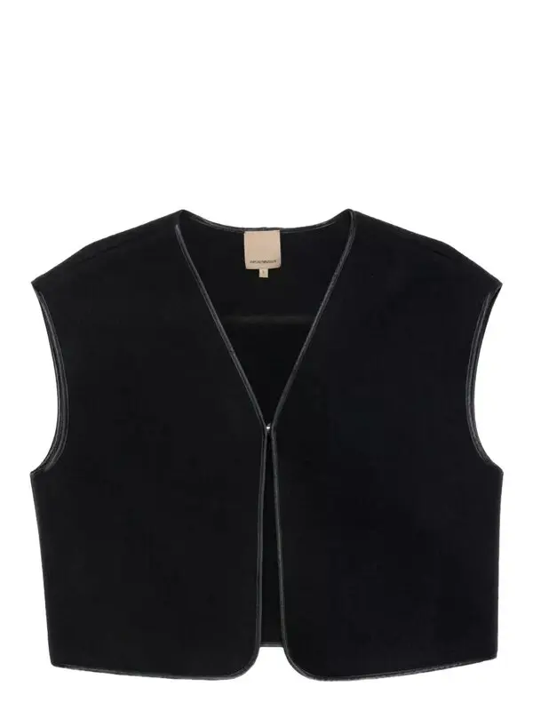 Emporio Armani Cropped Gilet With Piped Trim - Blue