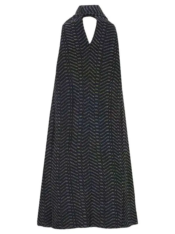 Missoni Sleeveless Mini Dress With Scarf Collar - Blue