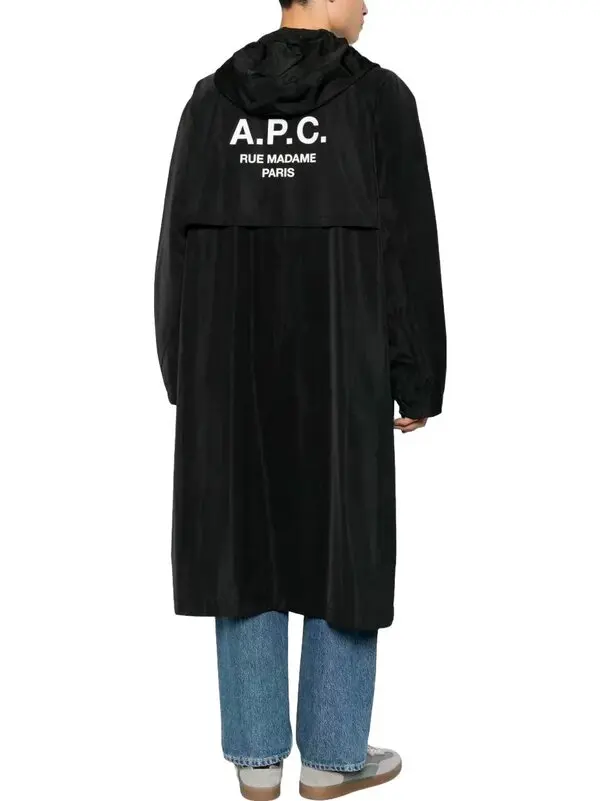 A.p.c. Logo Print Raincoat - Black