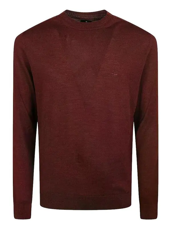 Etro Wool And Silk Sweater With Pegaso Embroidery - Red