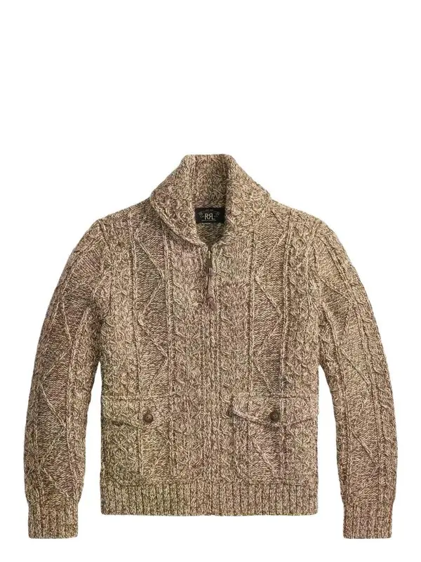 Ralph Lauren Cable-knit Zip Cardigan With Shawl Collar - Brown