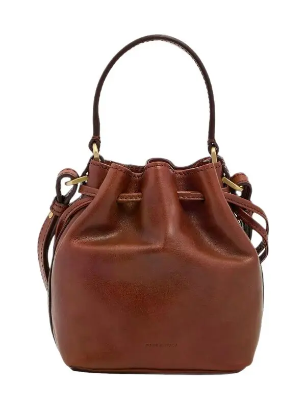 THE BRIDGE Mini Story Leather Drawstring Bucket Bag - Brown