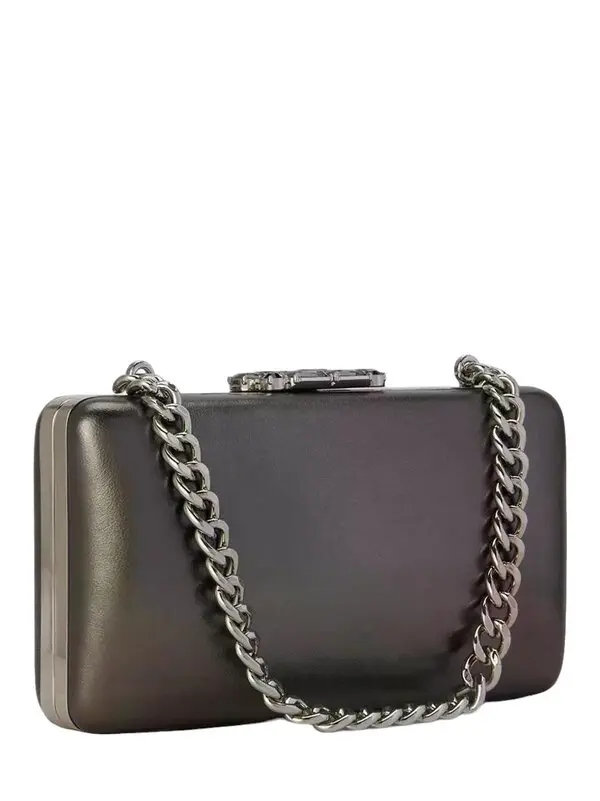 Ralph Lauren Franki Metallic Leather Clutch Bag - Grey