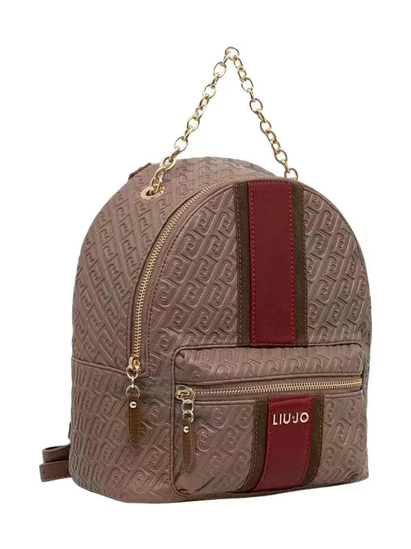 Liu Jo Monogram Backpack With Chain Detail - Neutrals